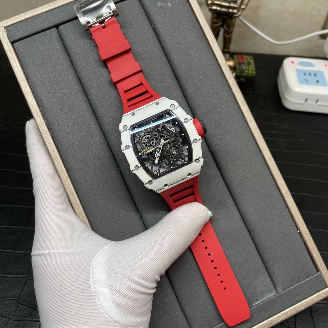 Richard Mille RM 35-01 Replica Rafael Nadal White Carbon Case Red Strap ...
