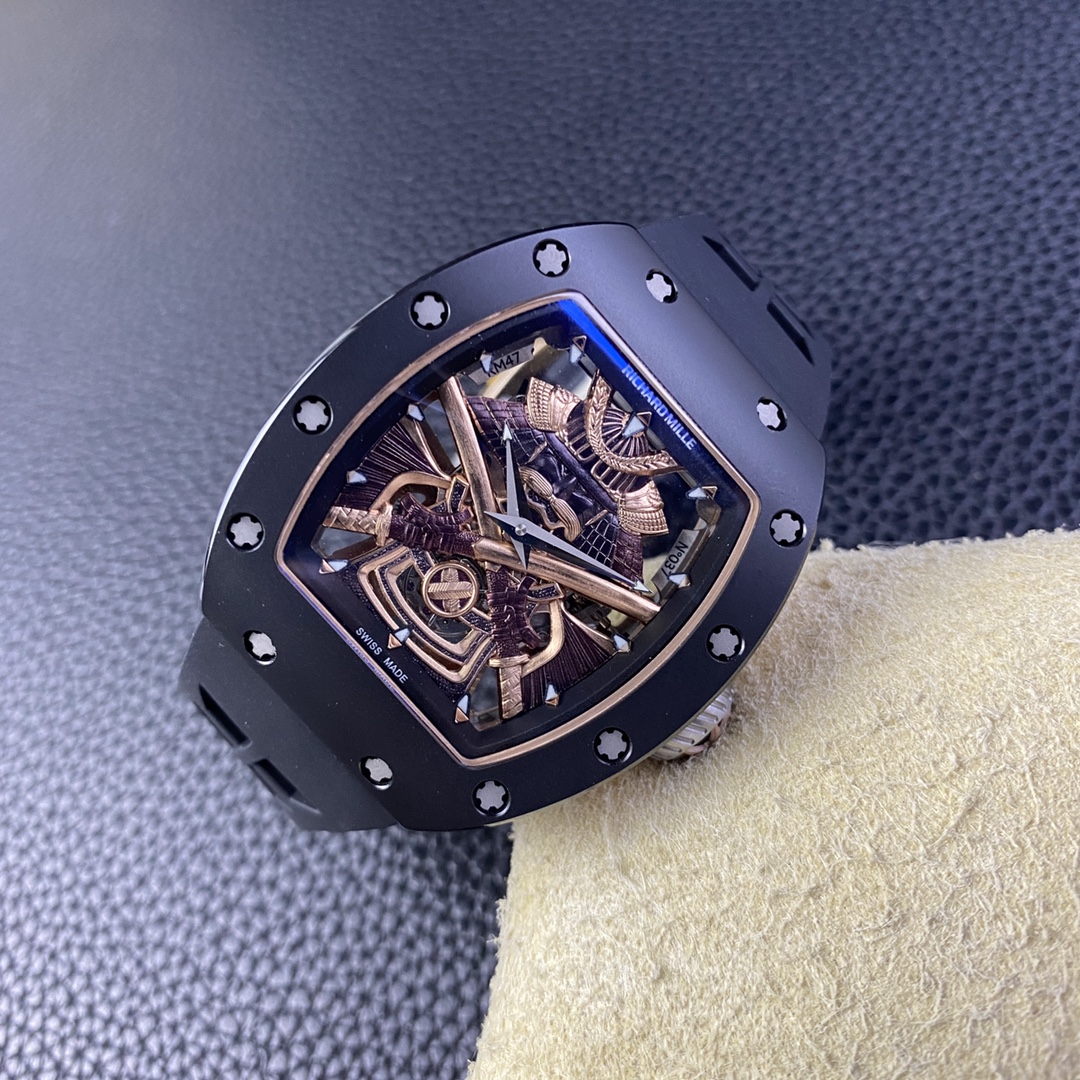 Best Swiss RM47 Black Samurai Tourbillon Replica Watch