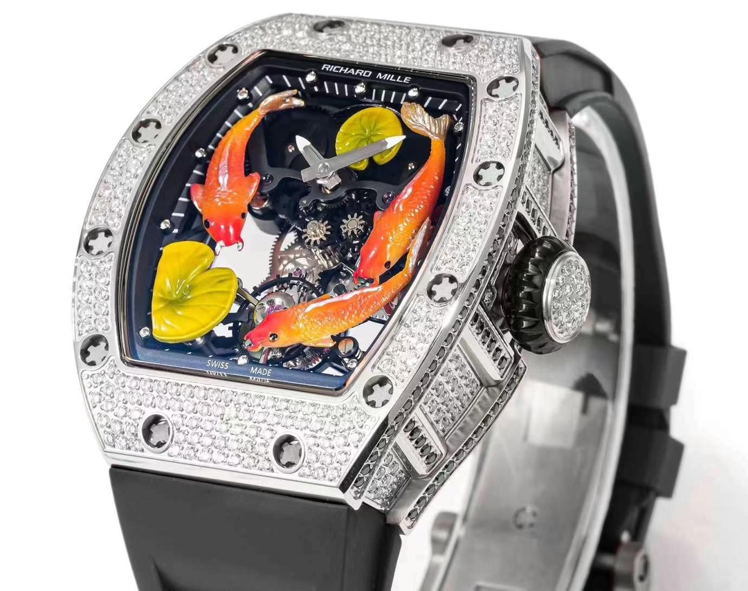 Richard Mille RM S10 Koi Tourbillon Replica Swiss Watch with Diamonds ...