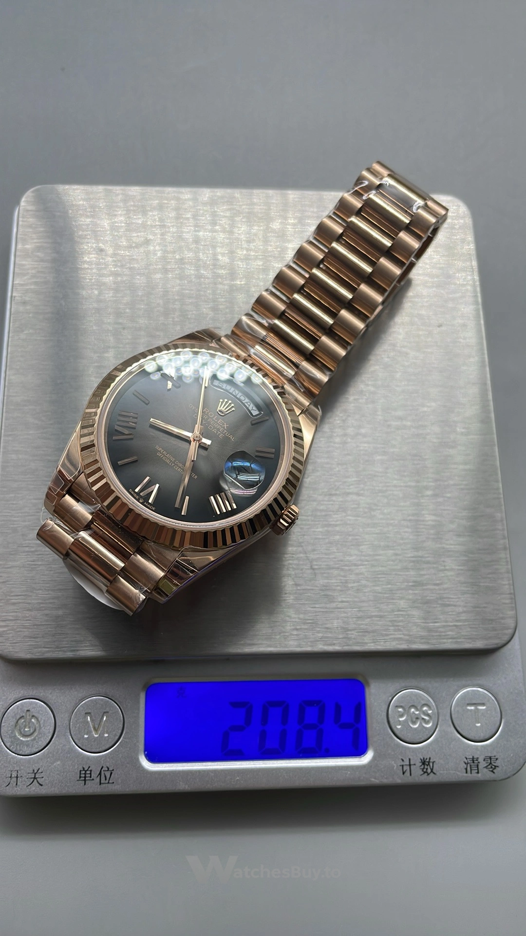 Super Clone Rolex Day-Date 228235 Rose Gold Smoked Black Dial 40mm 3255 ...
